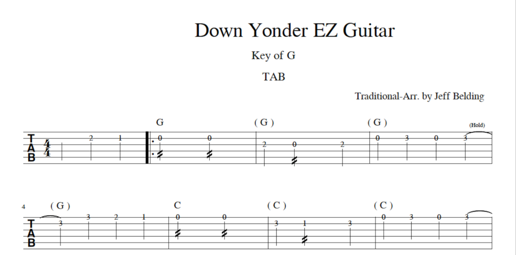 "Down Yonder" for Guitar - Jeff Belding